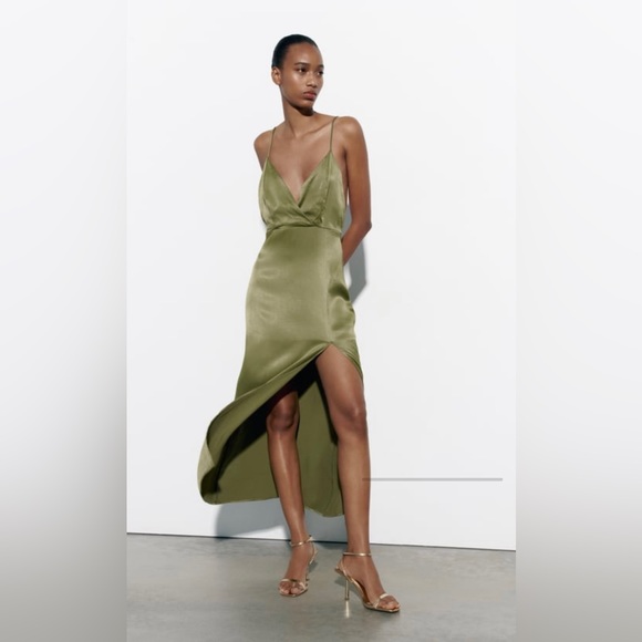 Zara | Dresses | Zara Satin Effect Midi Dress | Poshmark